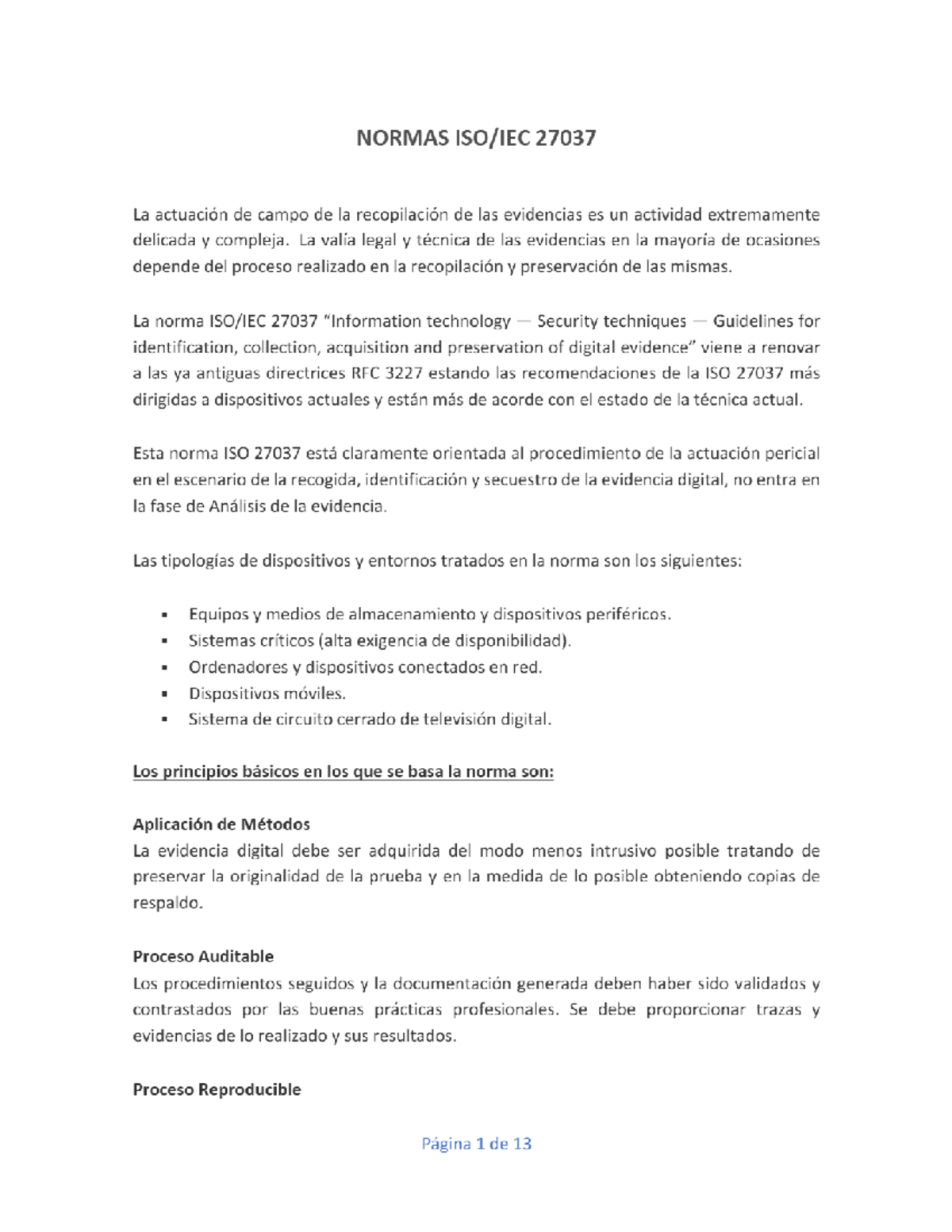 Normas ISO-IEC 27037 - Pdfcoffee - NORMAS 27037 La actuación de campo de la recopilación de las ...