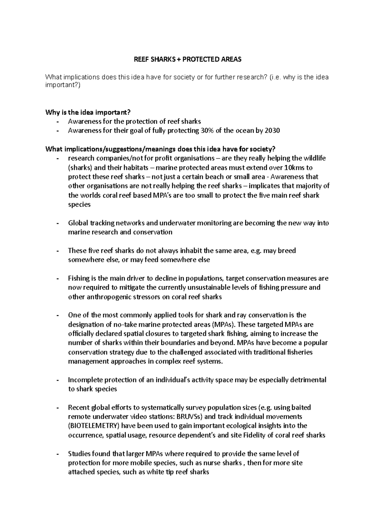 REEF Sharks - Reef shark notes for oral assignment - REEF SHARKS ...