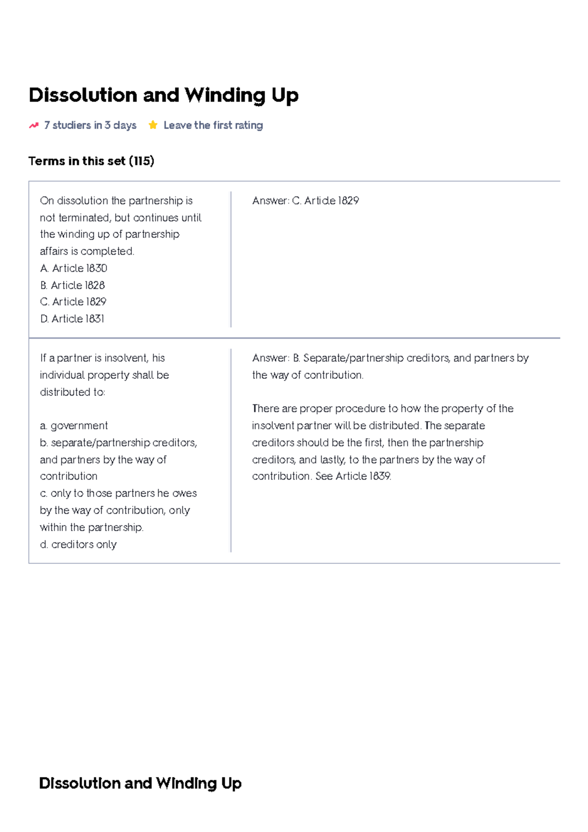 2. Dissolution and Winding Up Flashcards - Dissolution and Winding Up 7 studiers in 3 days Leave ...