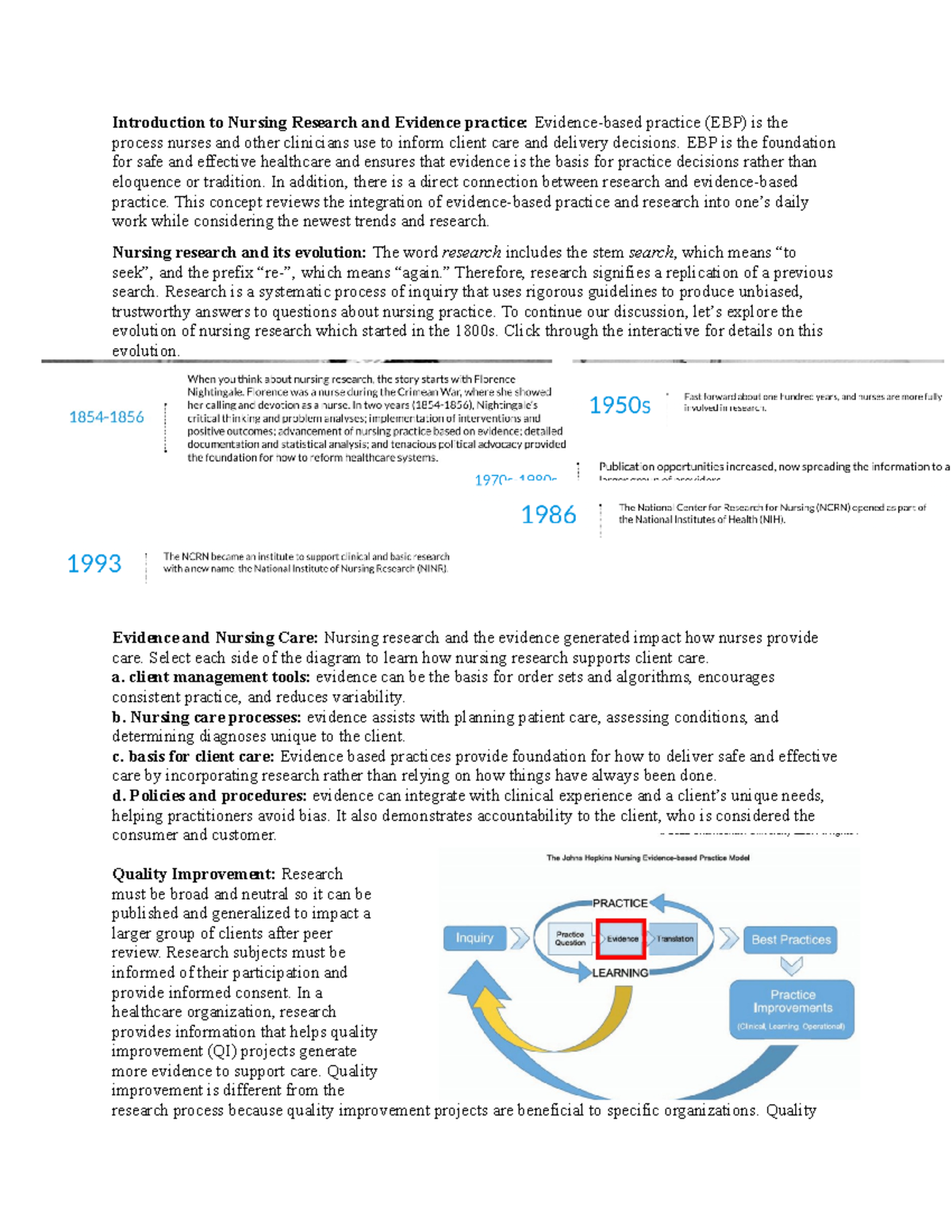 Edapt w1 - notes - Introduction to Nursing Research and Evidence ...