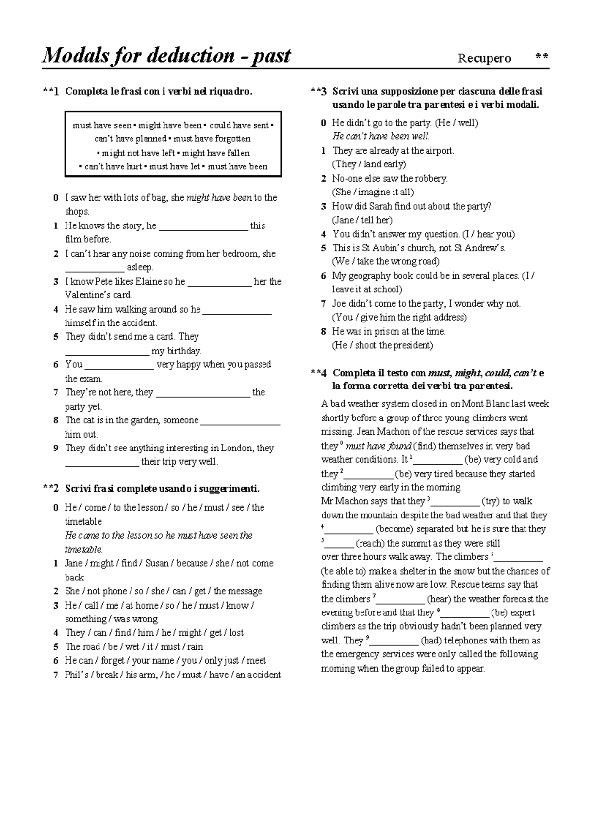 Modals deduction past - practica para ingles b2 certificacion FCE de ...