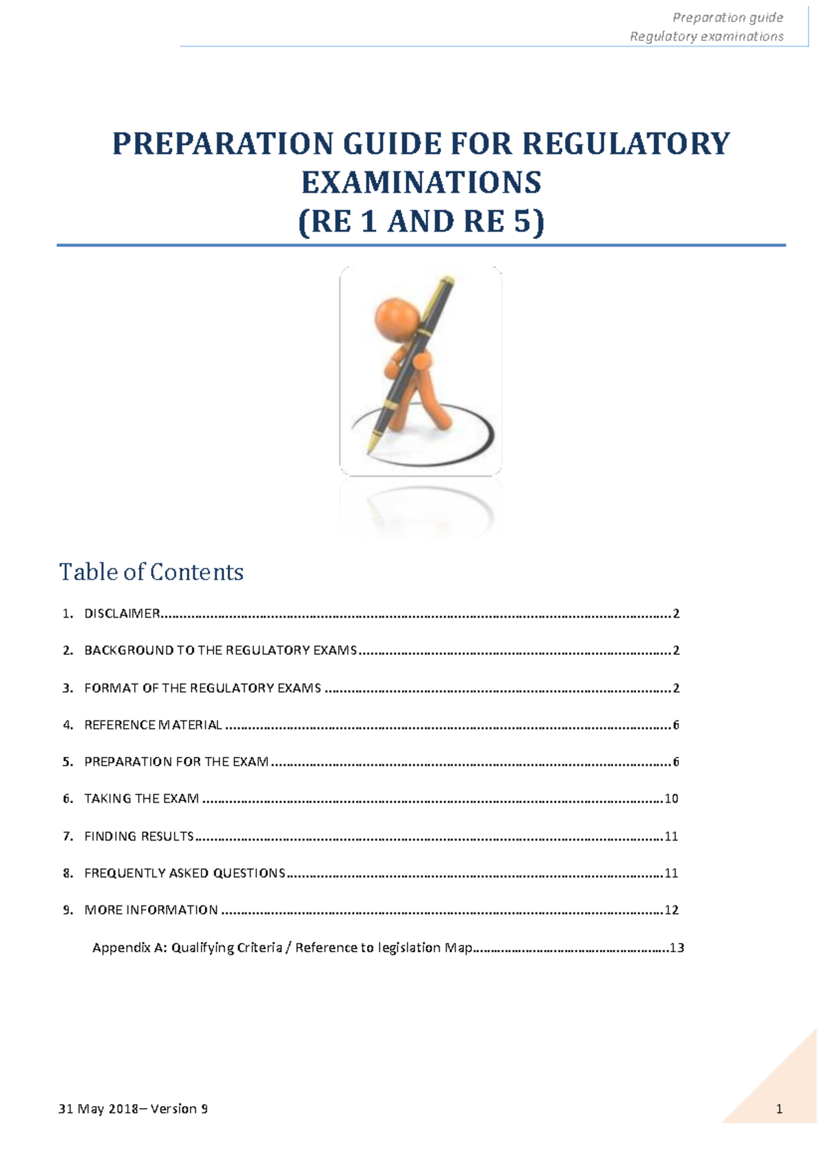 Preparation guide RE 5 - Regulatory examinations PREPARATION GUIDE FOR ...