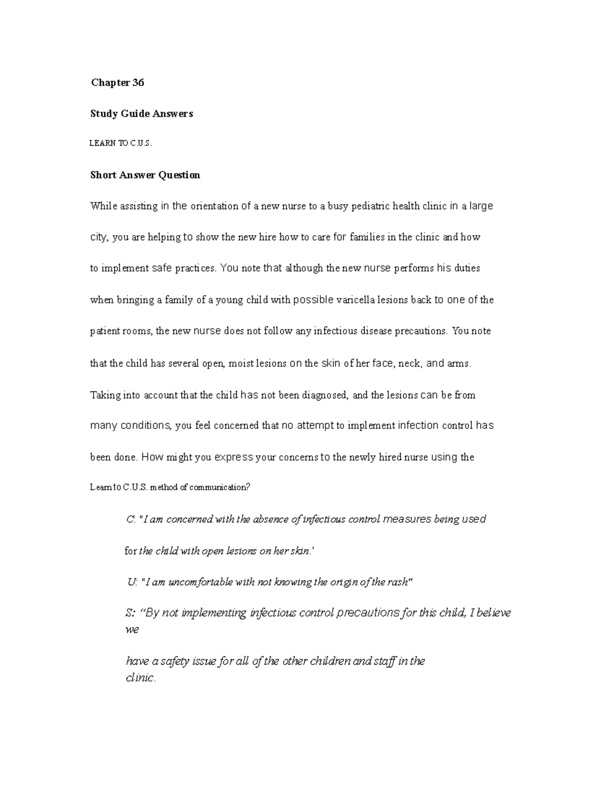 PEDS Ch 36 Study Guide Answers - Chapter 36 Study Guide Answers LEARN ...