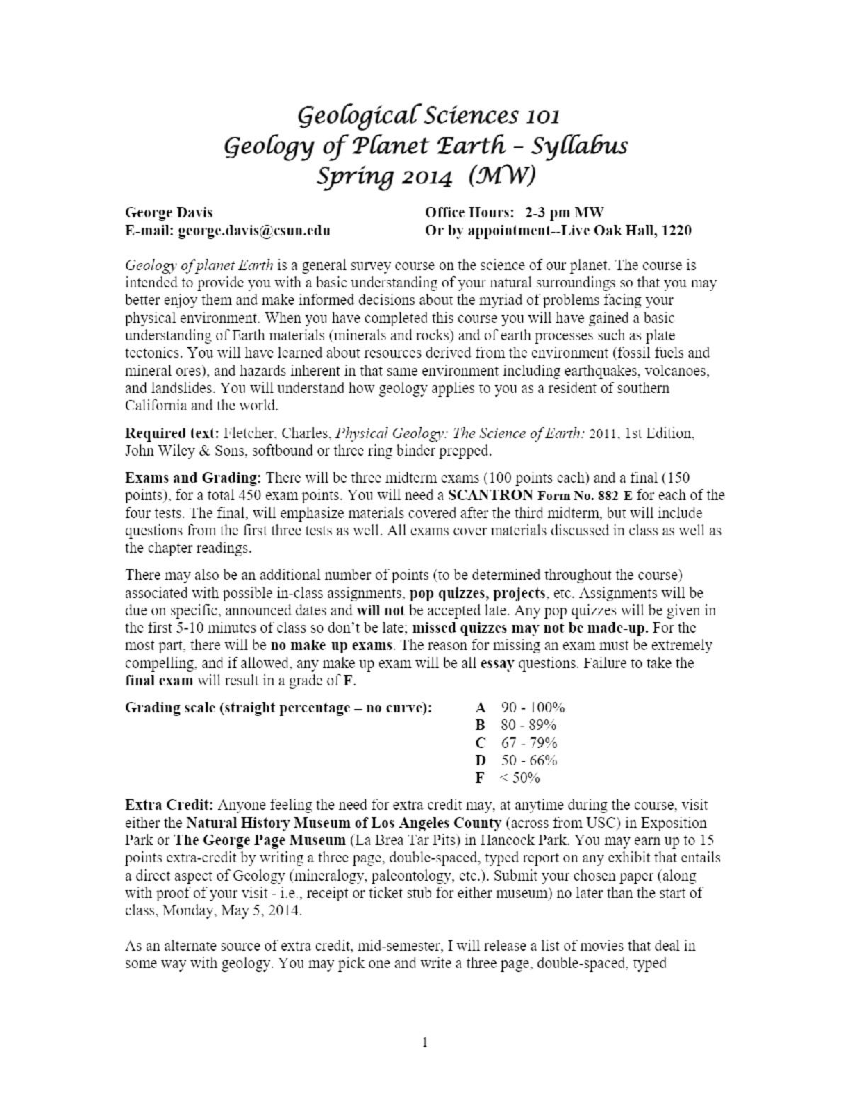 Geological Sciences 110 Earth History - GLY 101 - Studocu