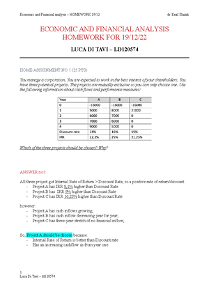 Homework 1 - 11/11/22 - ECONOMIC AND FINANCIAL ANALYSIS HOMEWORK FOR 11 ...