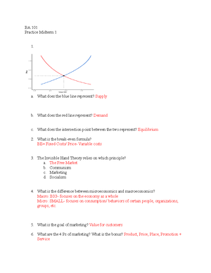 BA 101- Midterm 2 Practice-KEY - BA 101- Midterm 2 Practice Q’s What does operations management ...