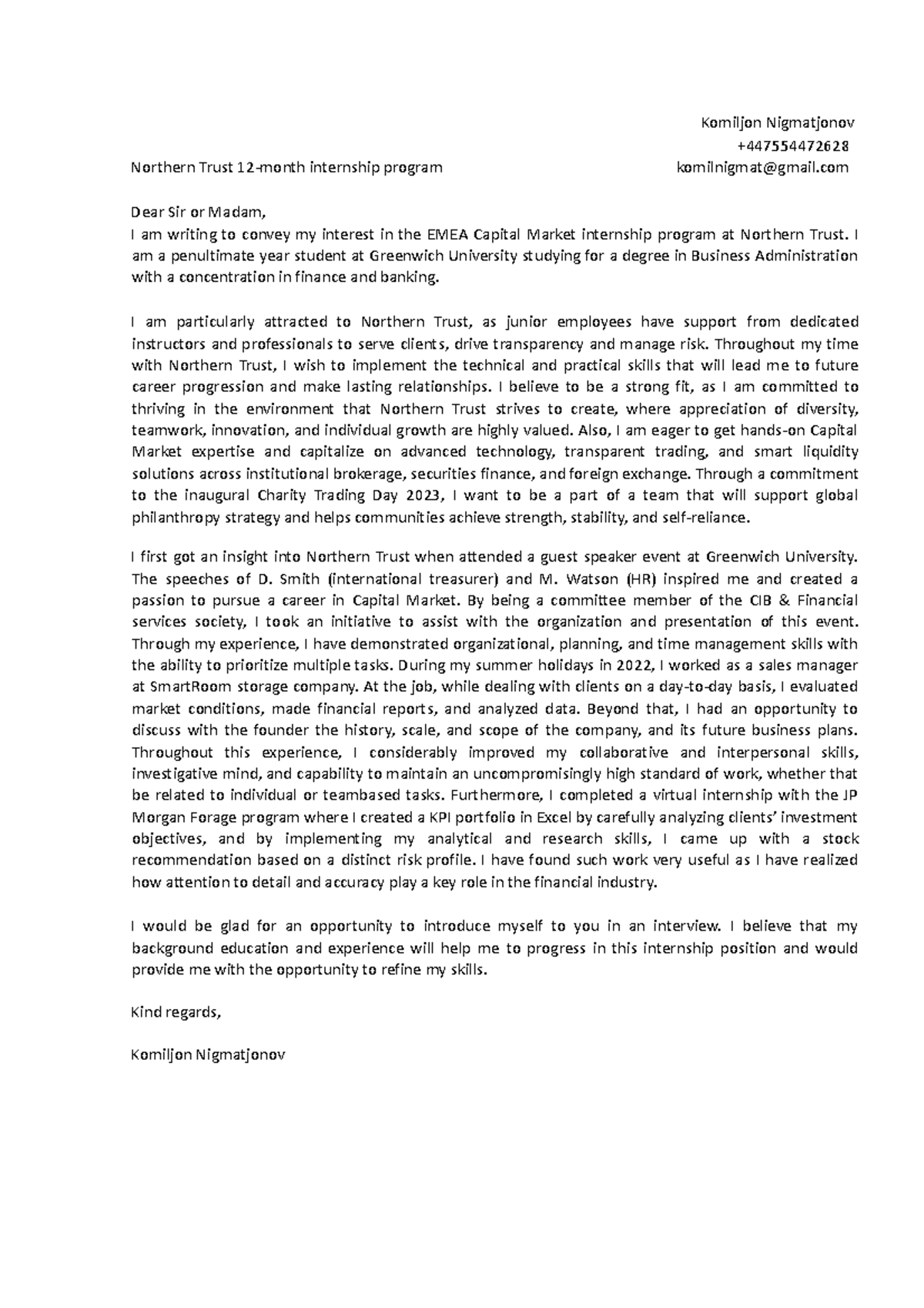 Cover Letter NT 2022 - .mhn - Komiljon Nigmatjonov + Northern Trust 12 ...