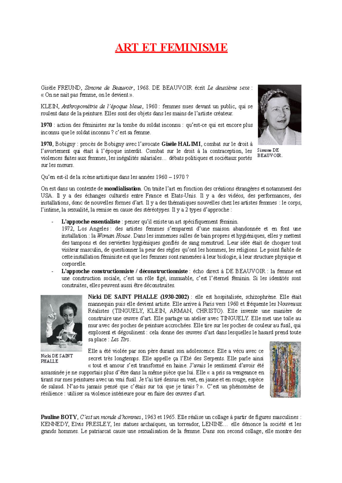 Art et féminisme - Cours sur les femmes artistes, le nu, la sexualité ...