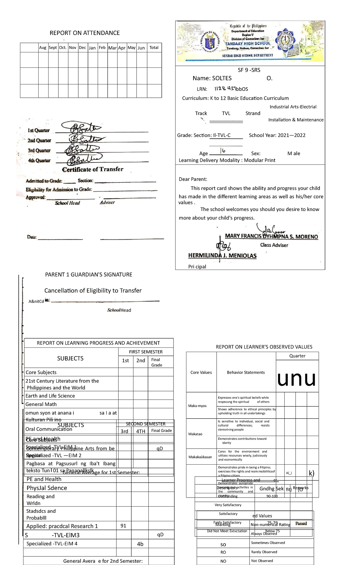 Document (17) - Can help student - REPORT ON ATTENDANCE PARENT 1 ...