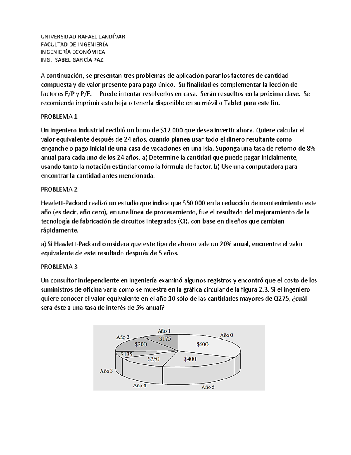 Ejercicios para repasar factores F-P y P-F - UNIVERSIDAD RAFAEL ...
