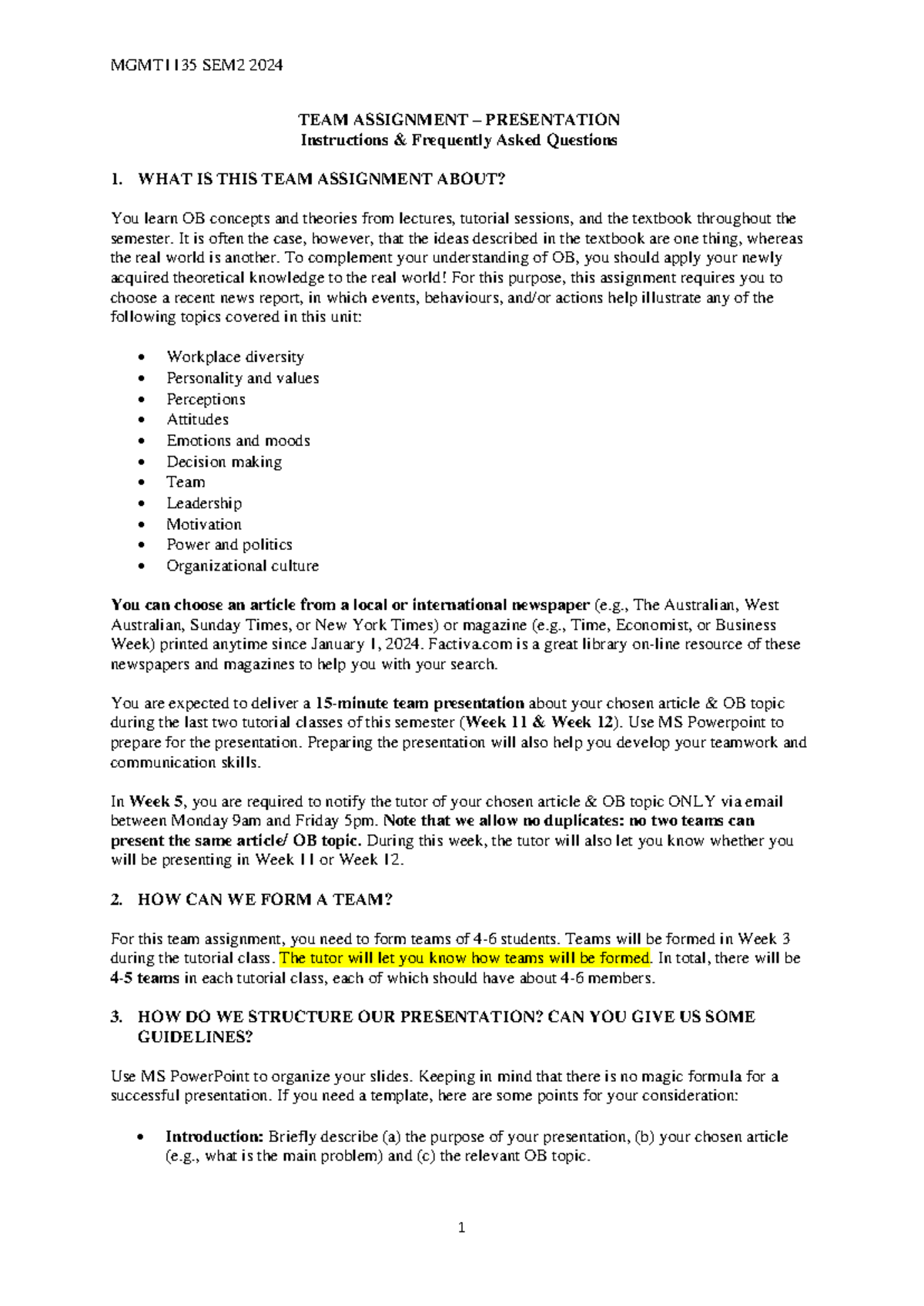 Group Assignment Sheet - MGMT1135 SEM2 202 4 1 TEAM ASSIGNMENT ...