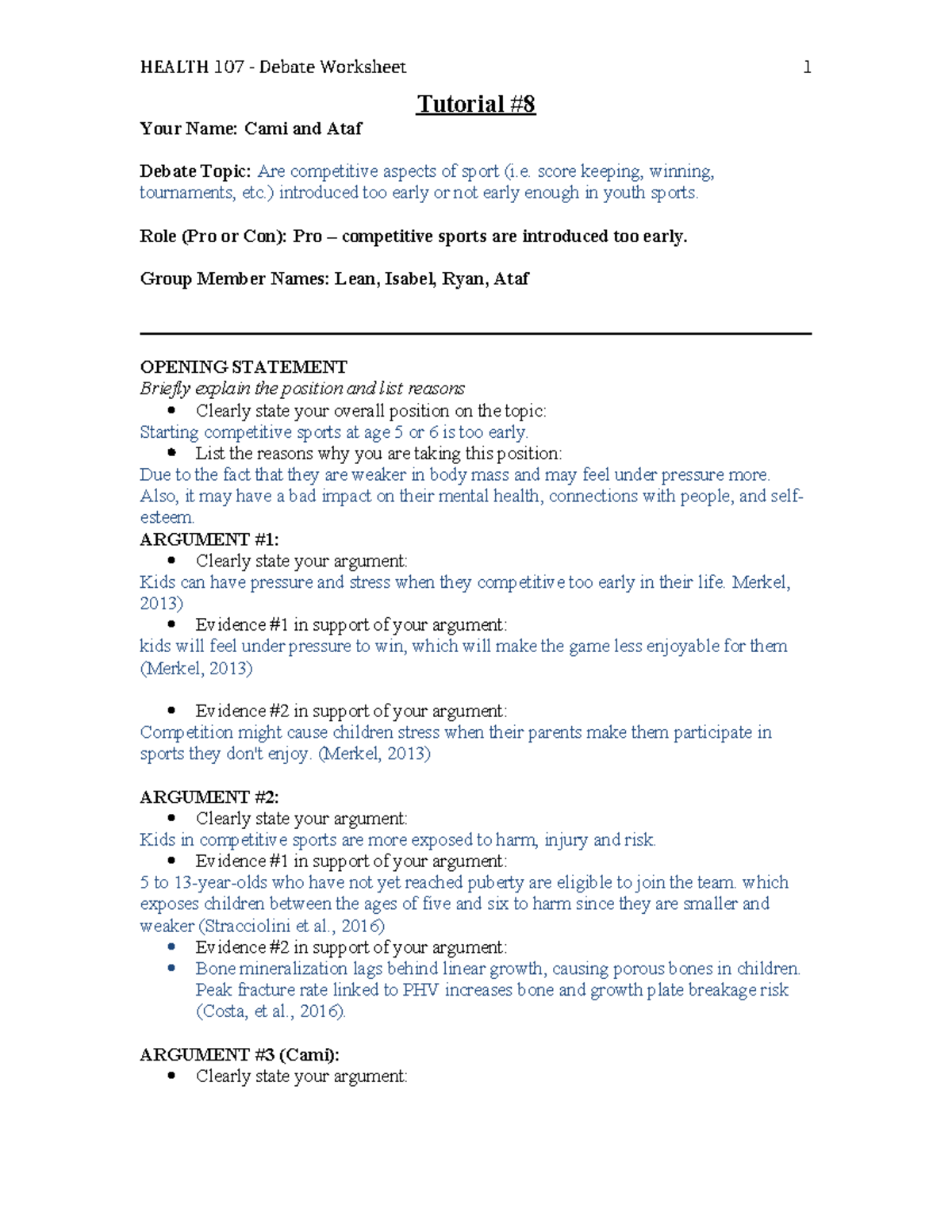 Tutorial 8 - Class Worksheet - Pro or Con 12.33.26 PM - HEALTH 107 ...