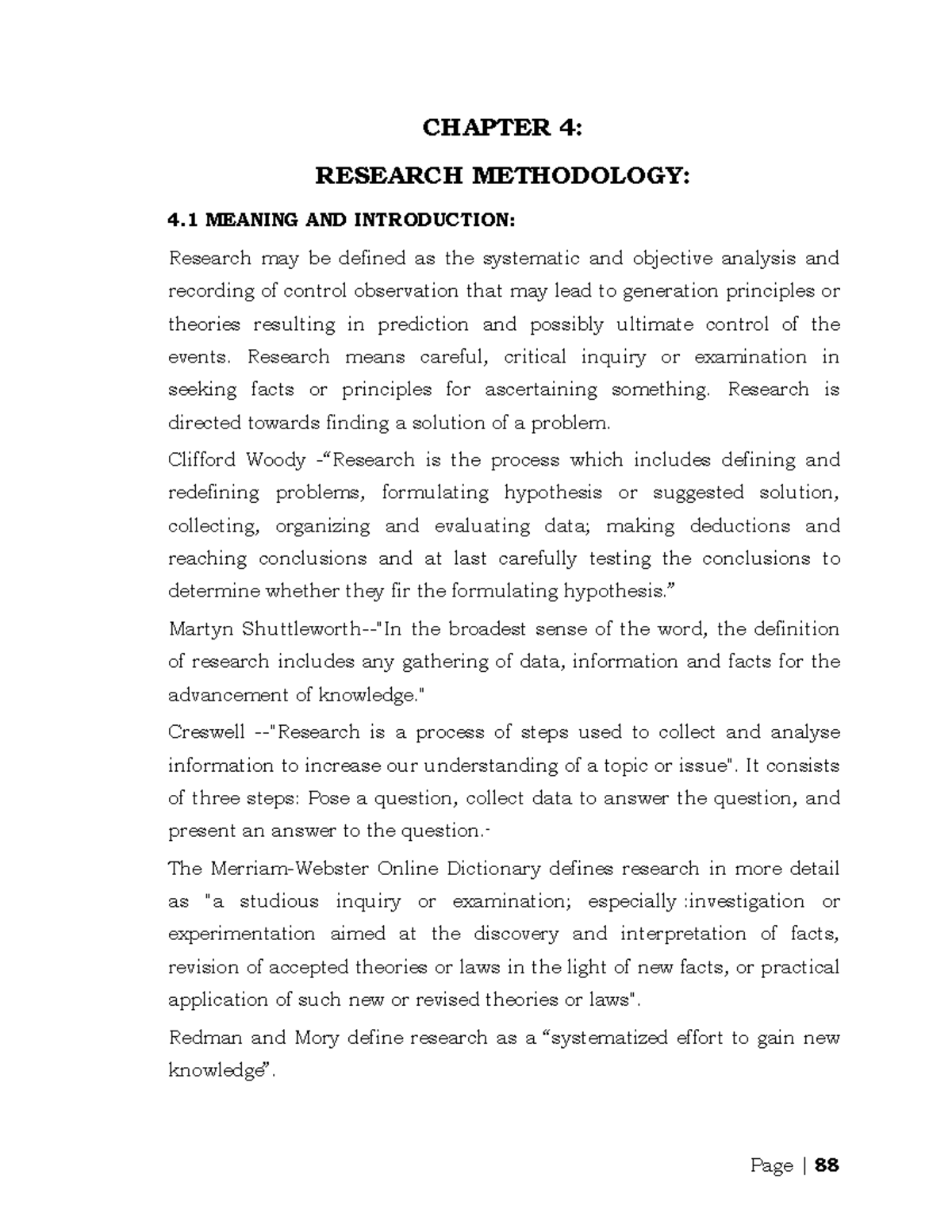 Rm notes - CHAPTER 4: RESEARCH METHODOLOGY: 4 MEANING AND INTRODUCTION ...