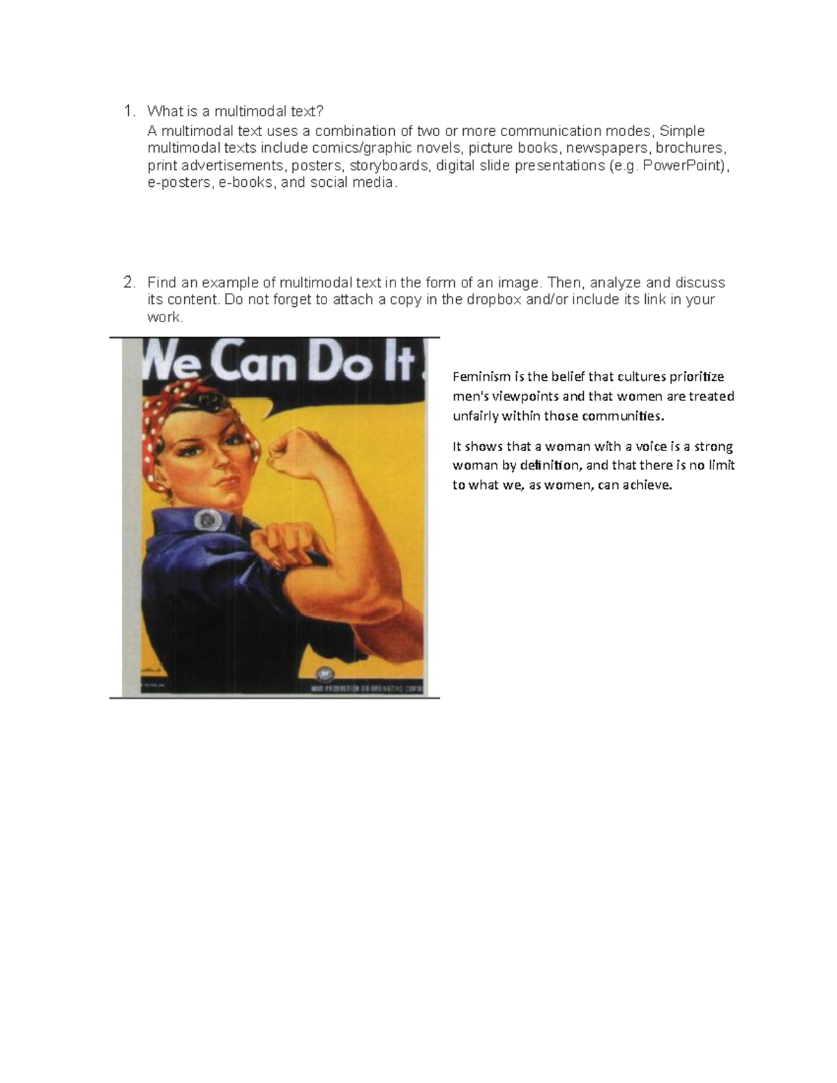 What Is A Multimodal Text And Example 1 What Is A Multimodal Text A