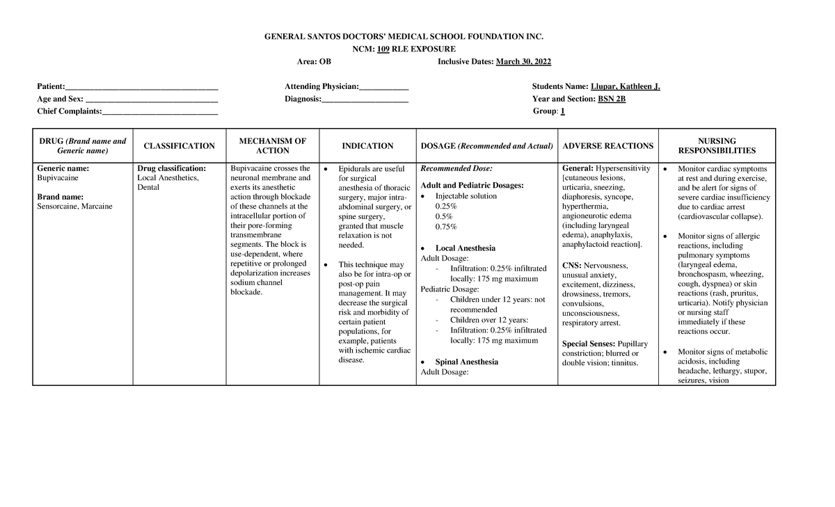 Bupivacaine (Spinal Anesthesia) - GENERAL SANTOS DOCTORS' MEDICAL ...