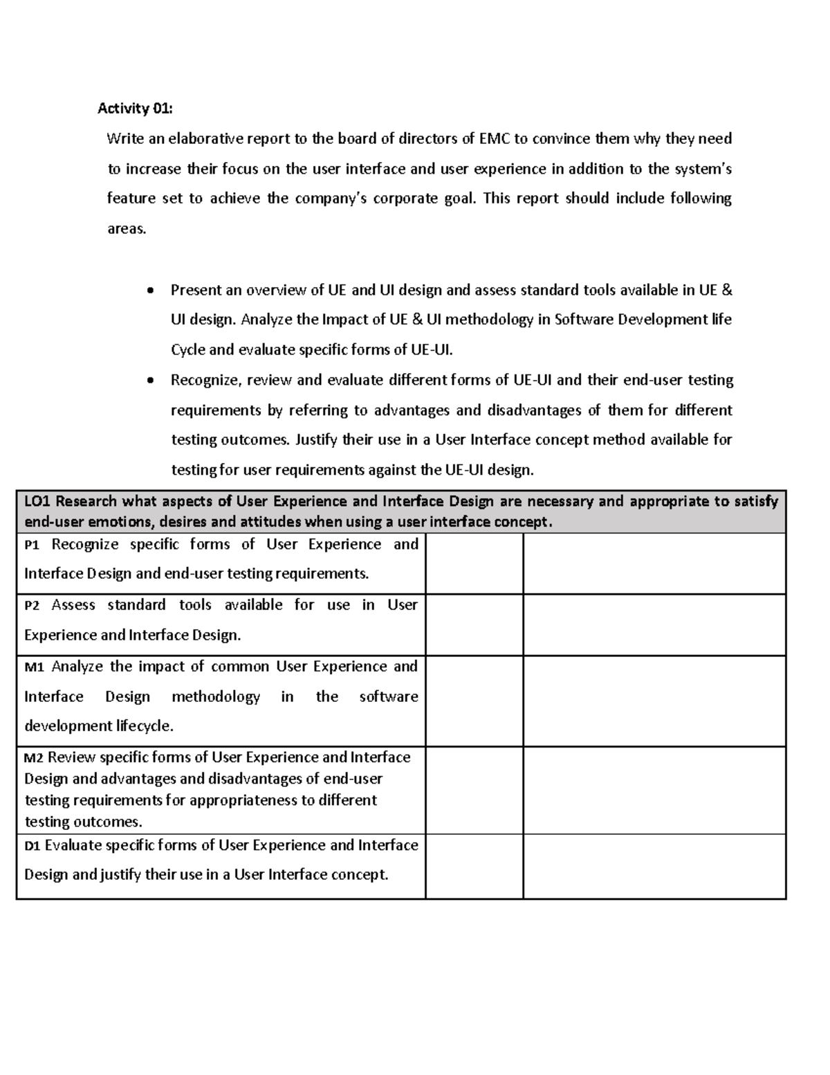 Activity 01 - Activity 01 : Write an elaborative report to the board of ...