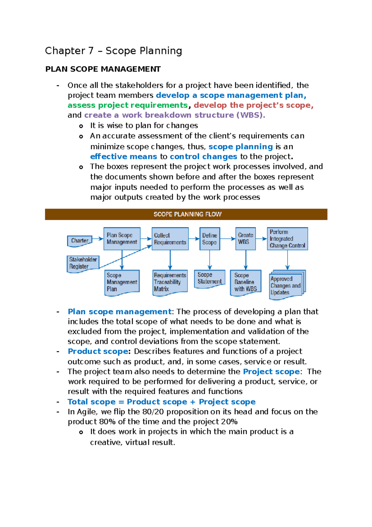 Chapter 7 - Lecture notes 7 - Chapter 7 – Scope Planning PLAN SCOPE ...