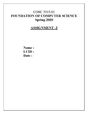 Assignment 3 - COSC 5315 FOUNDATION OF COMPUTER SCIENCE ASSIGNMENT ...