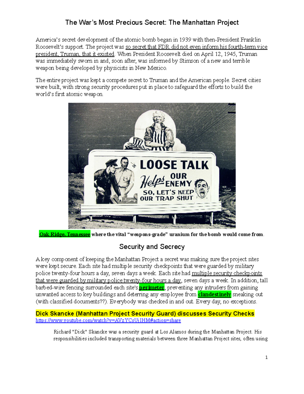 HW 34 PART 2 The Manhattan Project - America’s secret development of ...