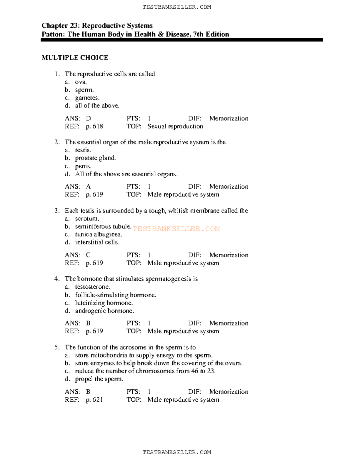 Adult health study guides - TESTBANKSELLER Chapter 23: Reproductive ...