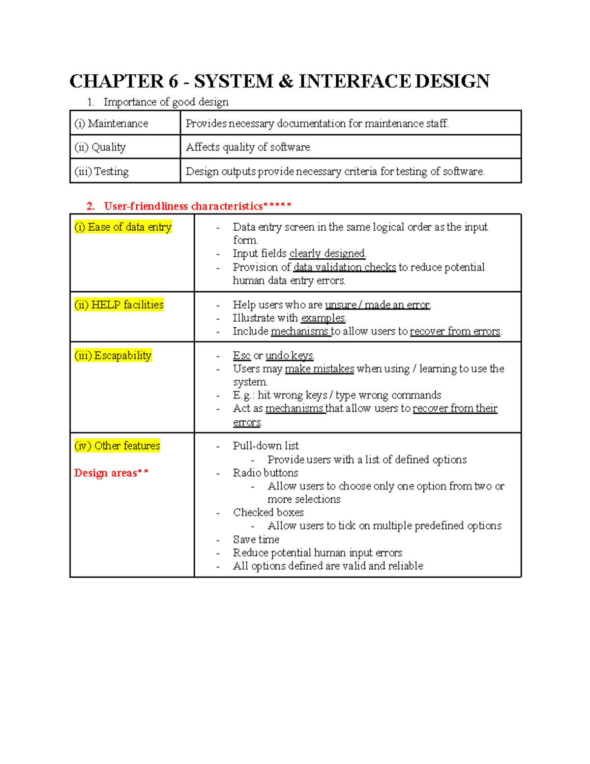 SAD Notes & Question Analysis - CHAPTER 6 - SYSTEM & INTERFACE DESIGN 1 ...