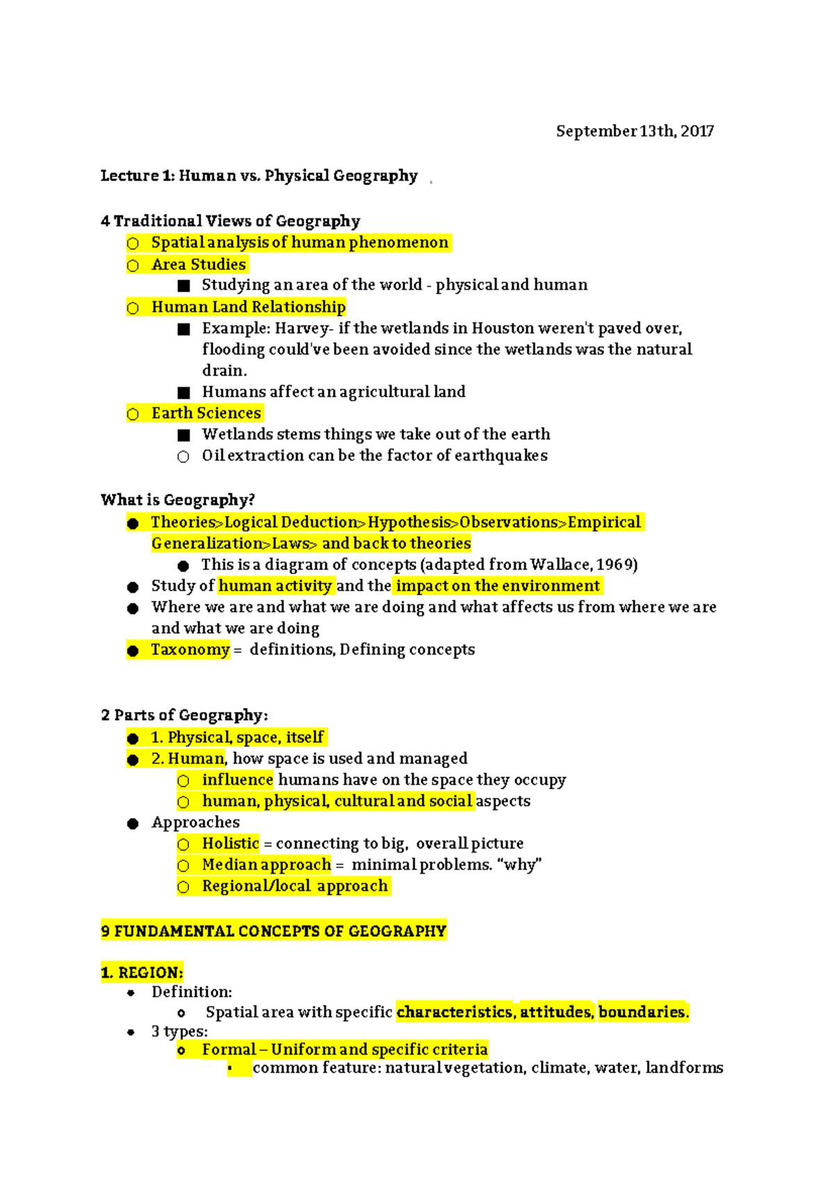 Global geo - Lecture notes 1-11 - September 13th, 2017 Lecture 1: Human ...