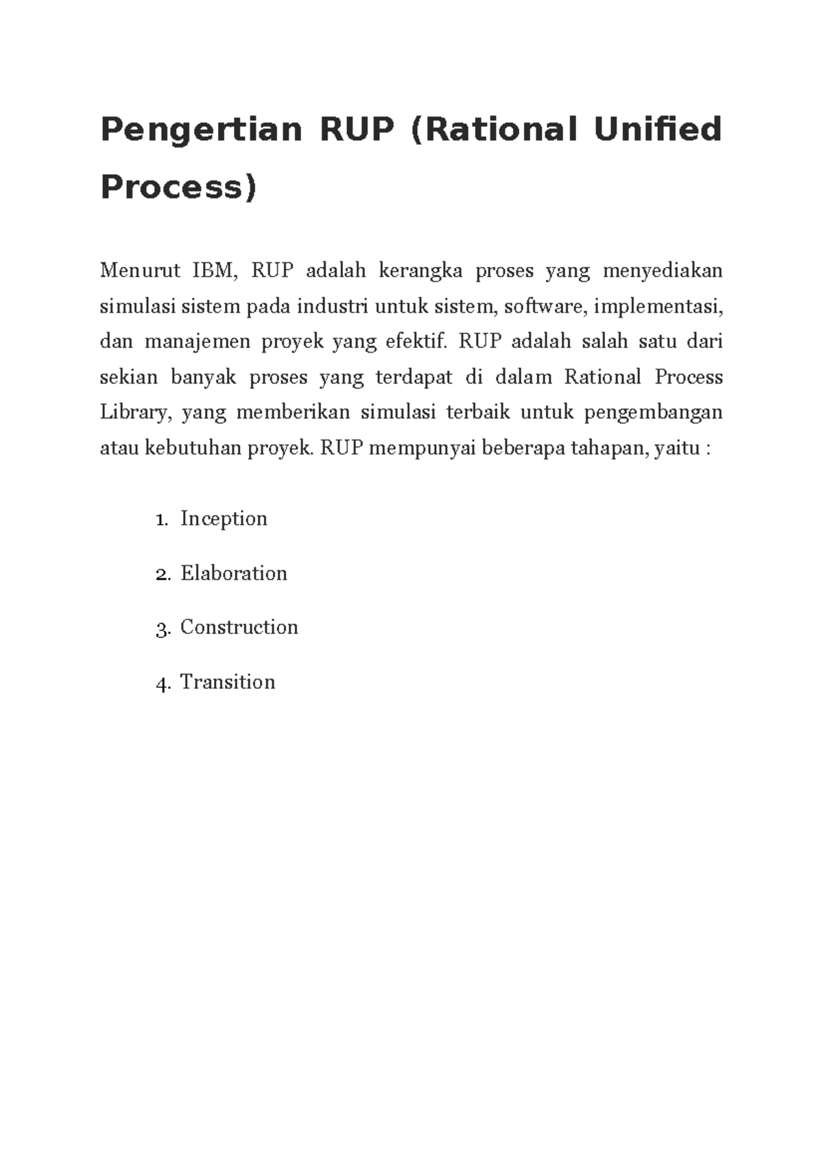 Pengertian RUP - RUP adalah salah satu dari sekian banyak proses yang ...