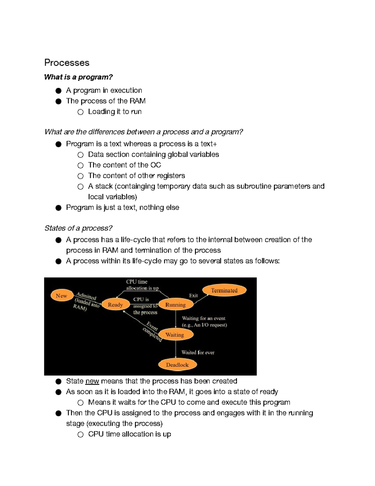 Processes - Introduction to Operating Systems - CSCI 3341 - Dr. Hashimi ...