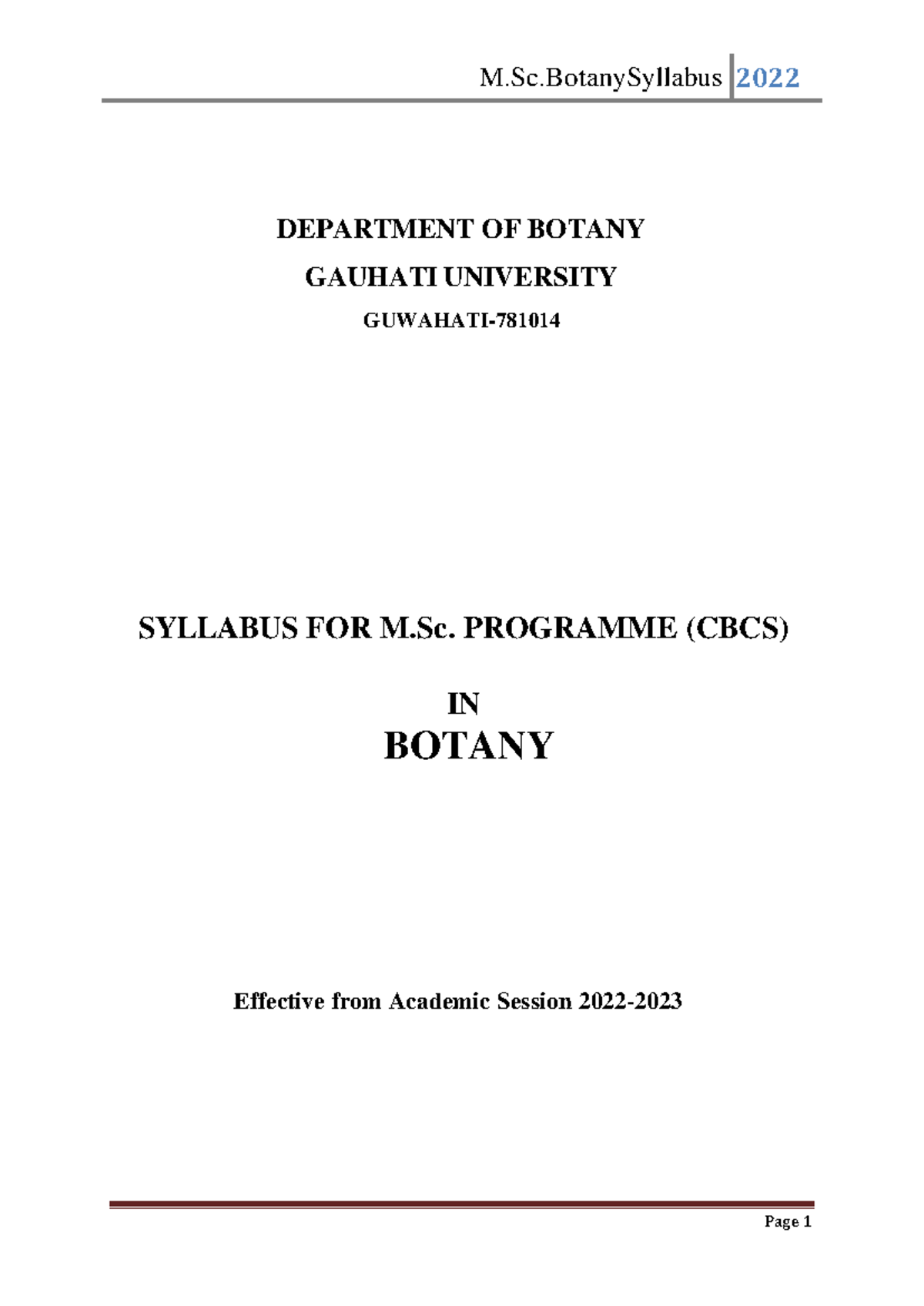 MSc in Botany (CBCS-CO-2022) - DEPARTMENT OF BOTANY GAUHATI UNIVERSITY ...