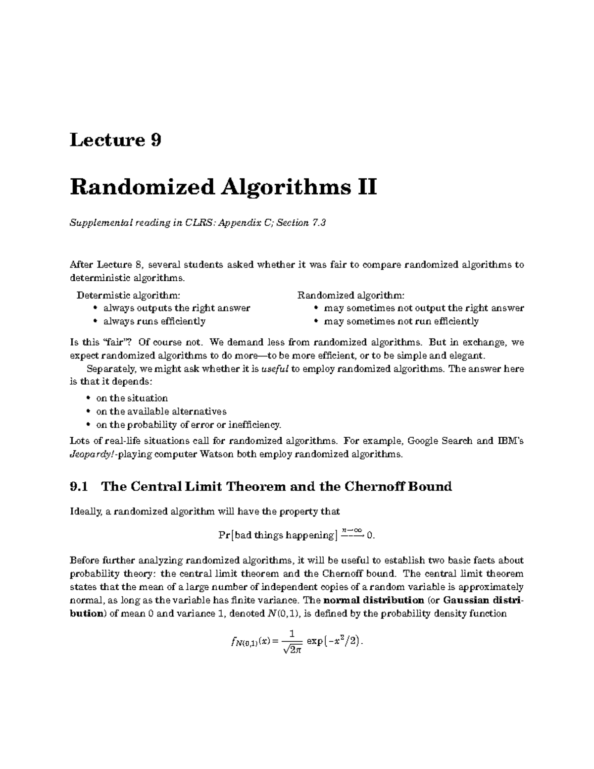 Randomized algorithms - After Lecture 8, several students asked whether ...