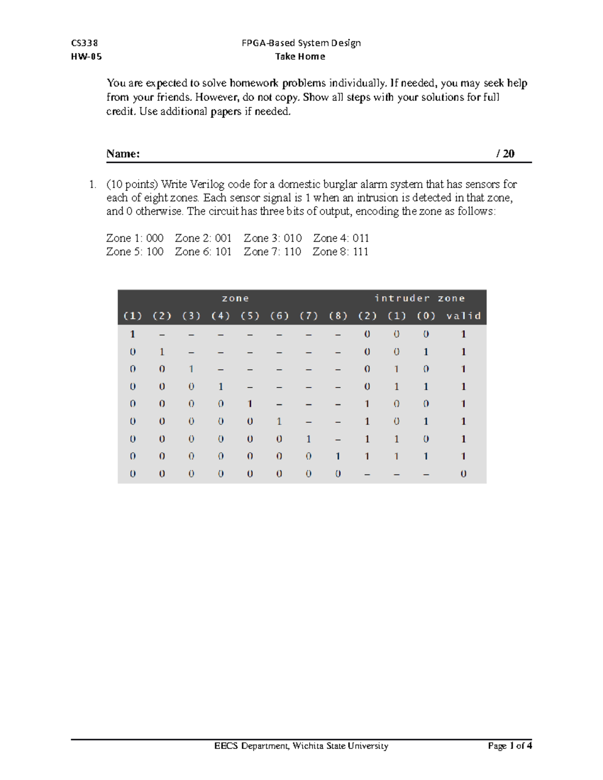 FPGA HW5 Key - Solution to assignment 5 - HW-05 Take Home You are ...