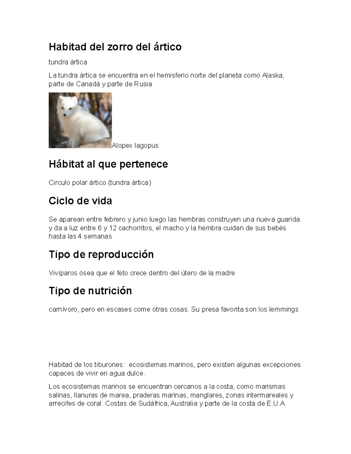 Evidencia 2 ciencias de la vida - Habitad del zorro del ártico tundra ...