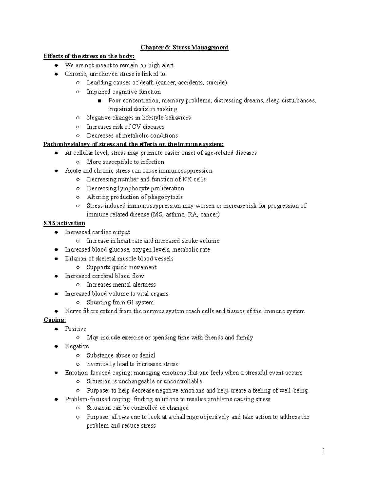 Final exam baby - Chapter 6: Stress Management Effects of the stress on ...