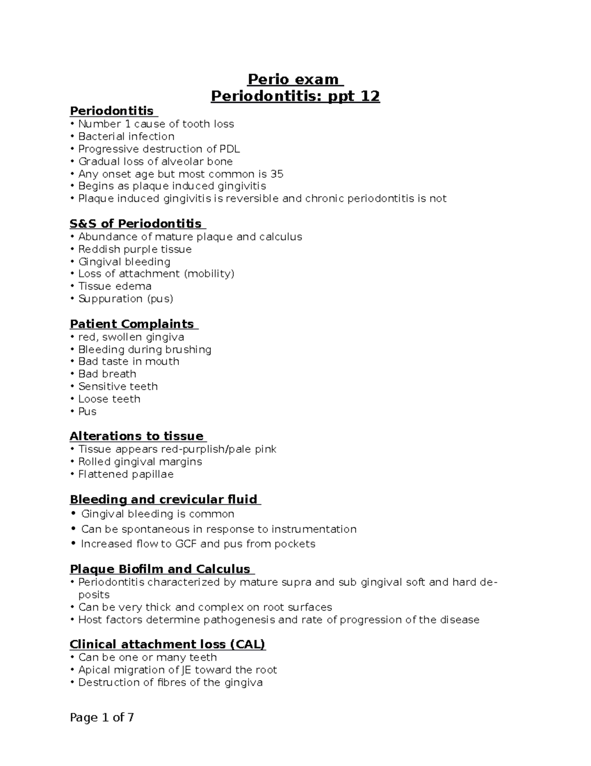 Perio exam notes - course work - Perio exam Periodontitis: ppt 12 ...