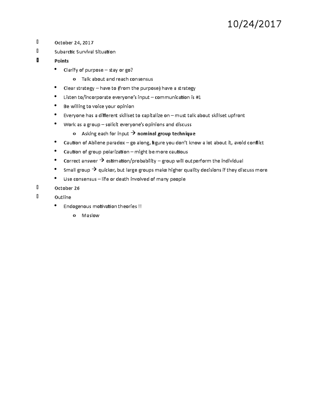 class notes for exam 3 chung - October 24, 2017 Subarctic Survival ...