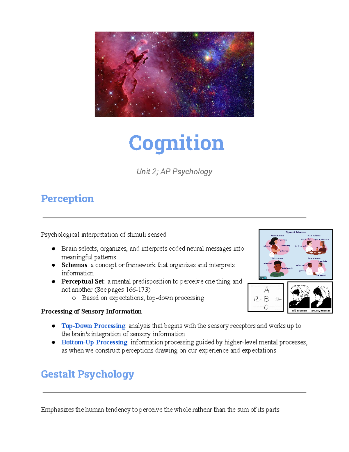 AP Psychology Unit 2 - Cognition - Cognition Unit 2; AP Psychology ...