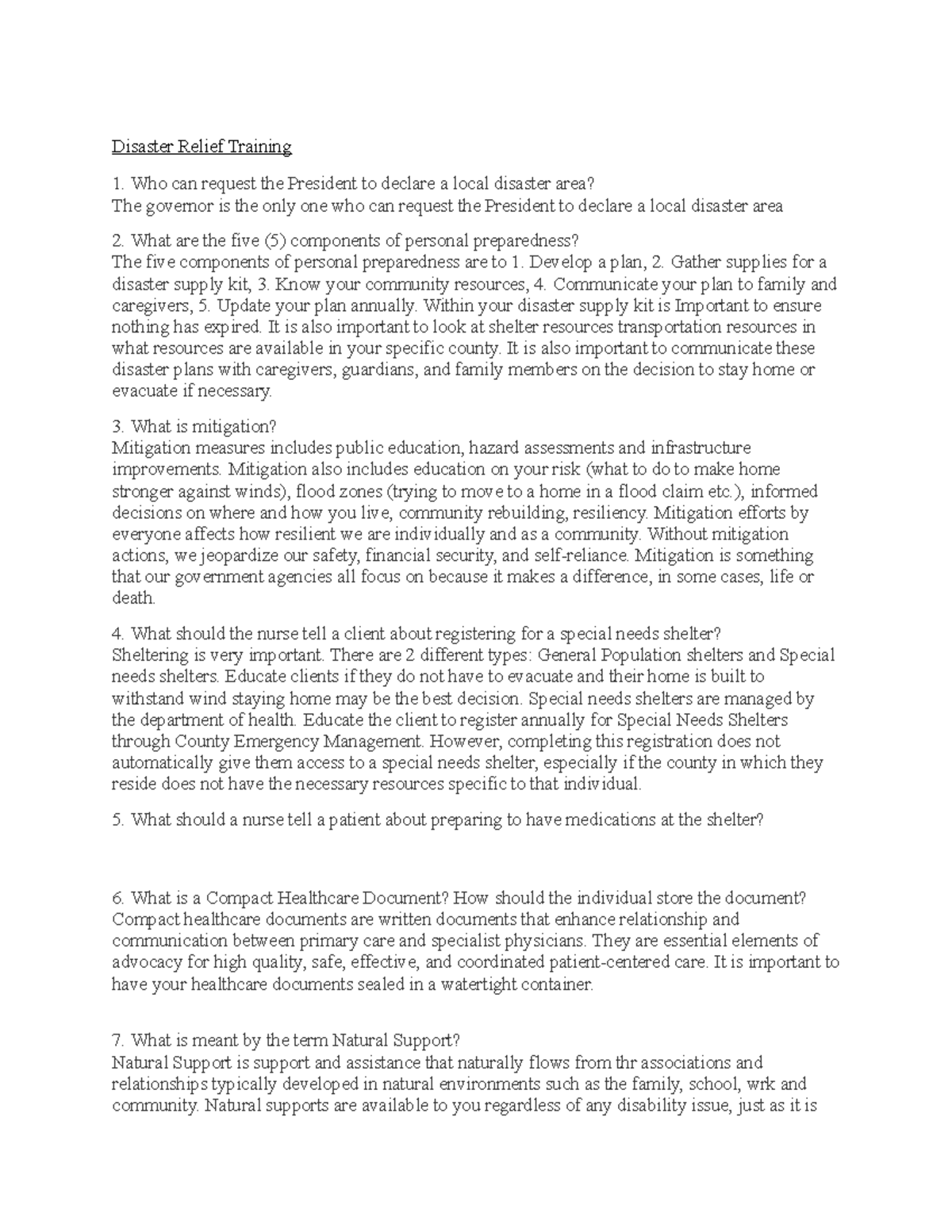 Disaster Training - class assignment/ coursework - Disaster Relief ...