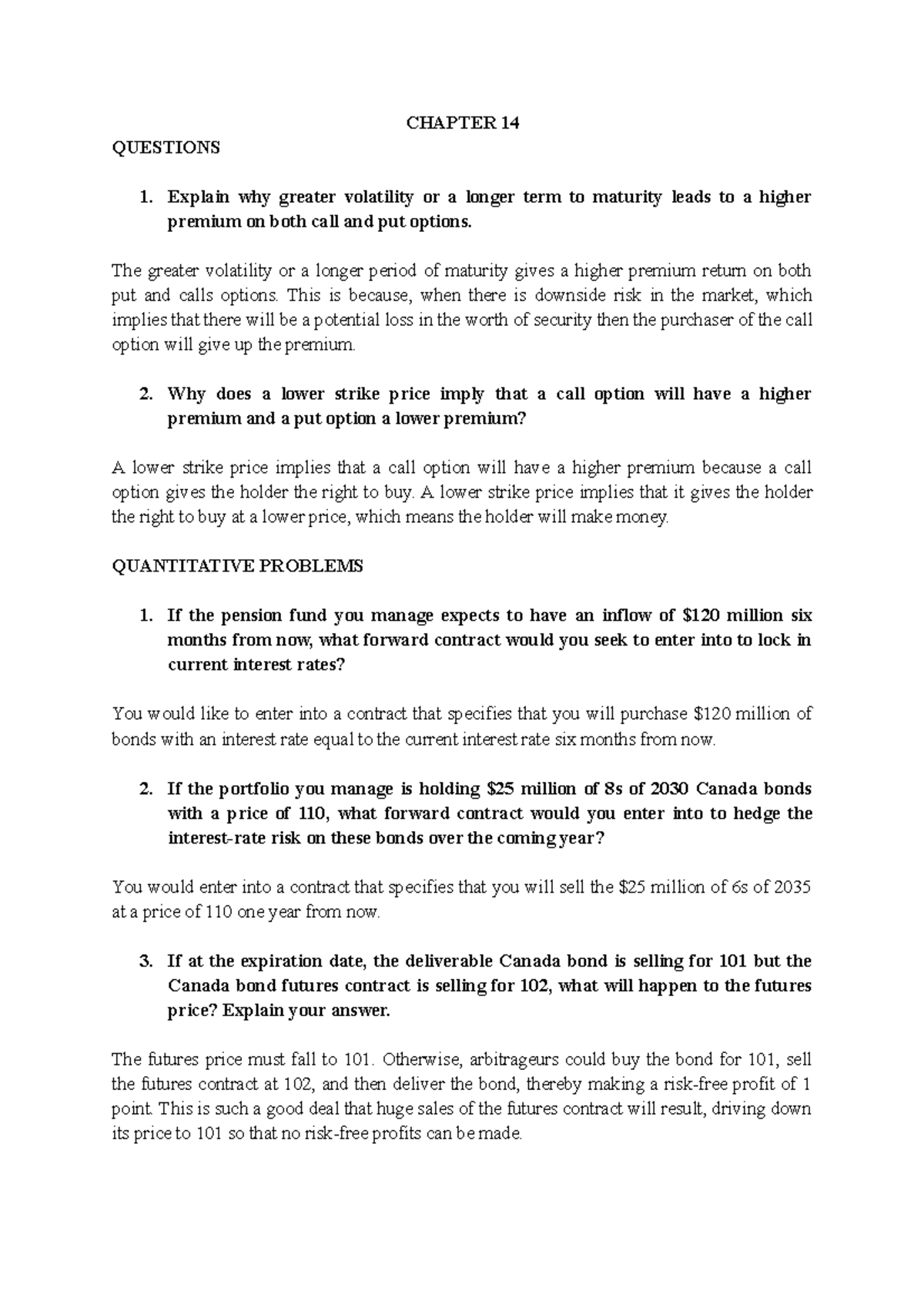 Chapter 14 - its very helpful - CHAPTER 14 QUESTIONS Explain why ...