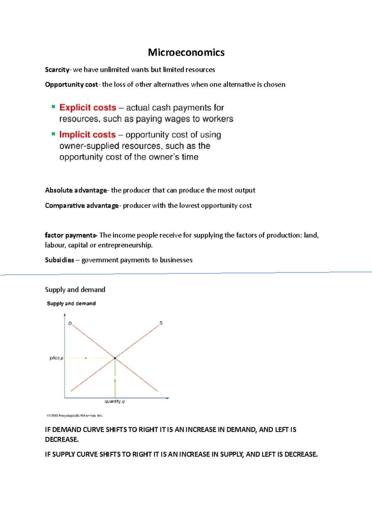 Economics exam revision - Microeconomics Scarcity- we have unlimited ...