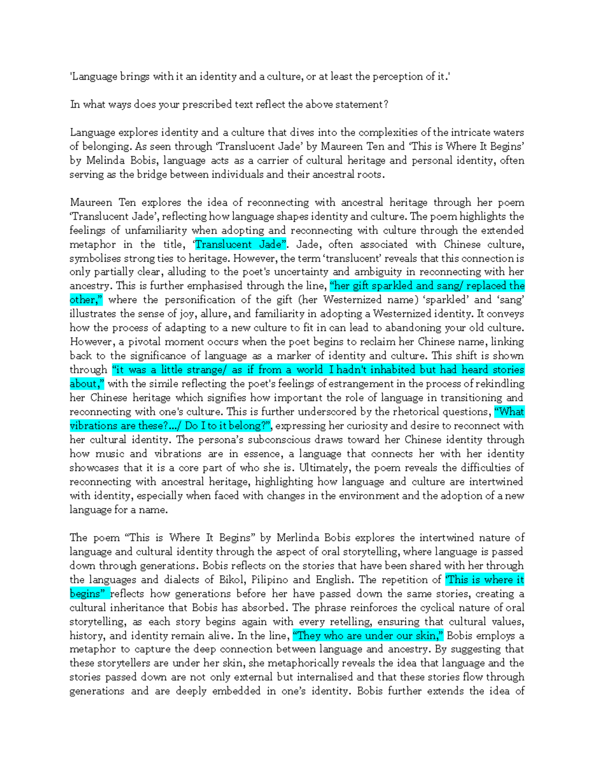 asian contemporary poems trials - 'Language brings with it an identity ...