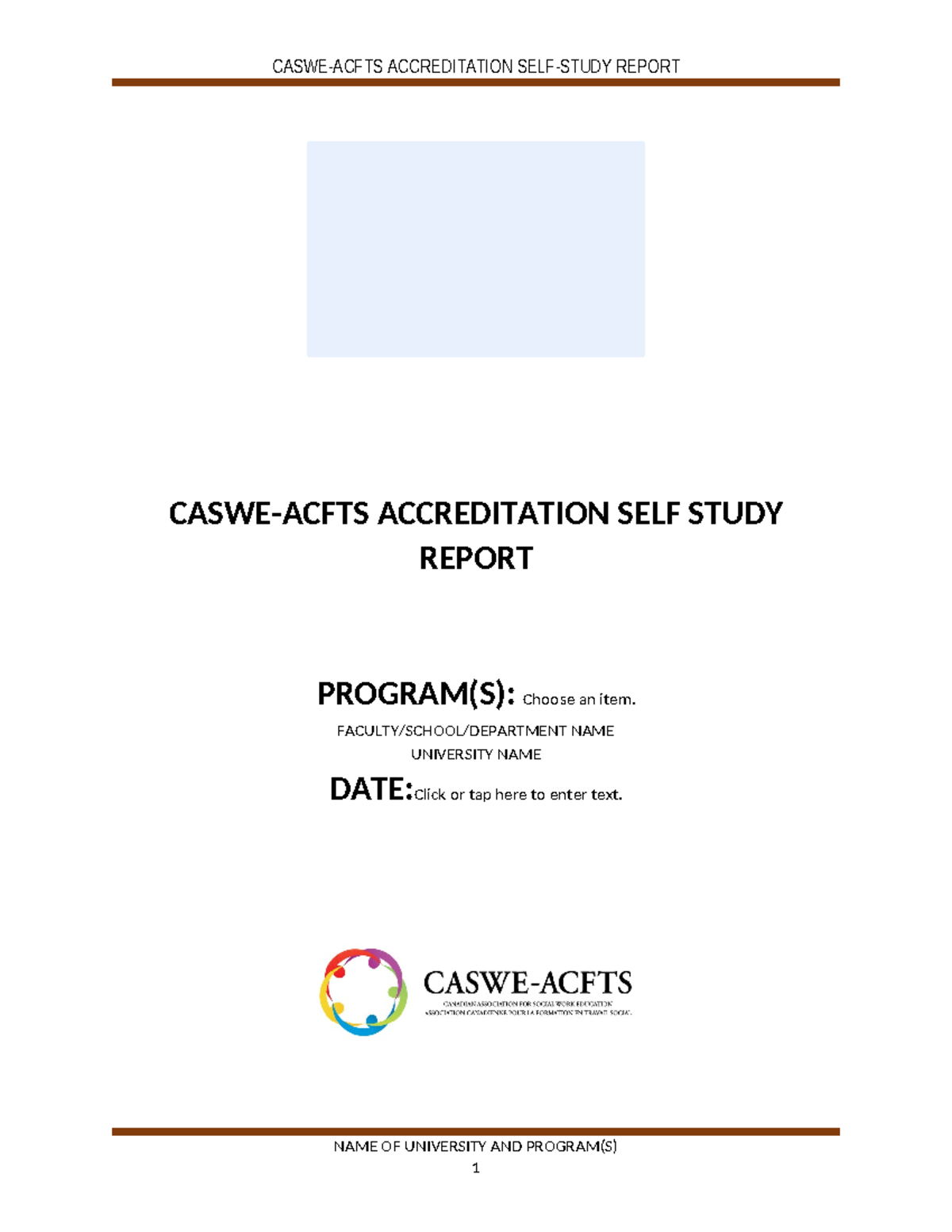 SELF Study Template FOR EPAS 2021 - CASWE-ACFTS ACCREDITATION SELF STUDY REPORT PROGRAM(S ...