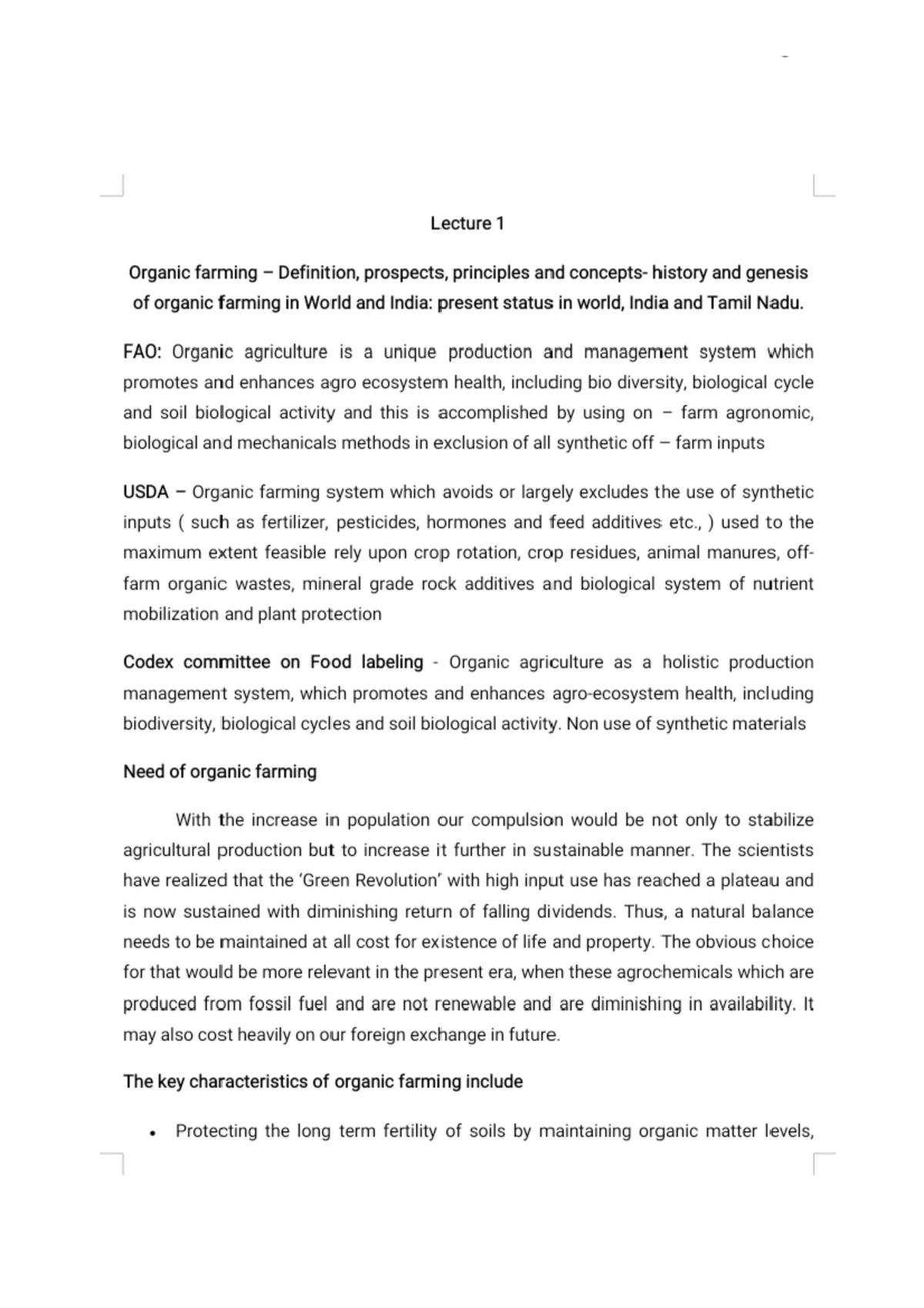 Organic farming 1 - Agriculture - Studocu