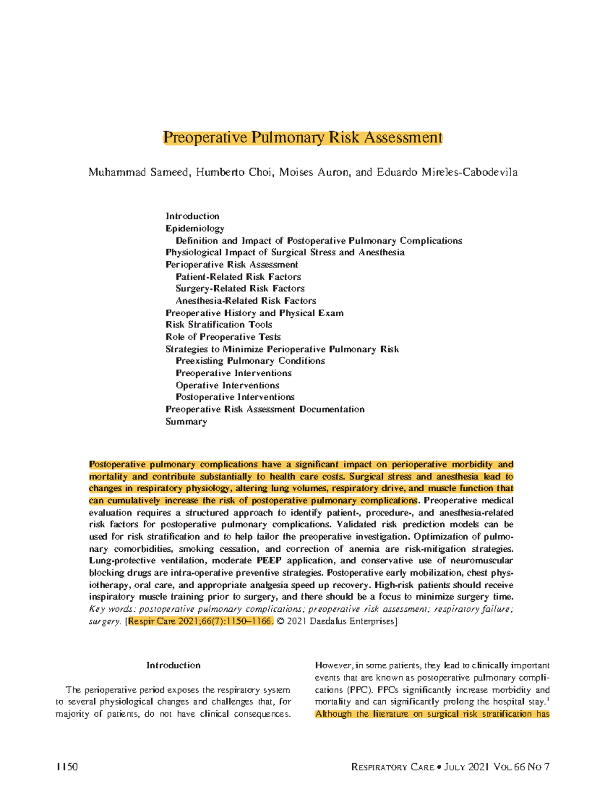 4. Preoperative Pulmonary Risk Assessment Resp Care July 2021 ...