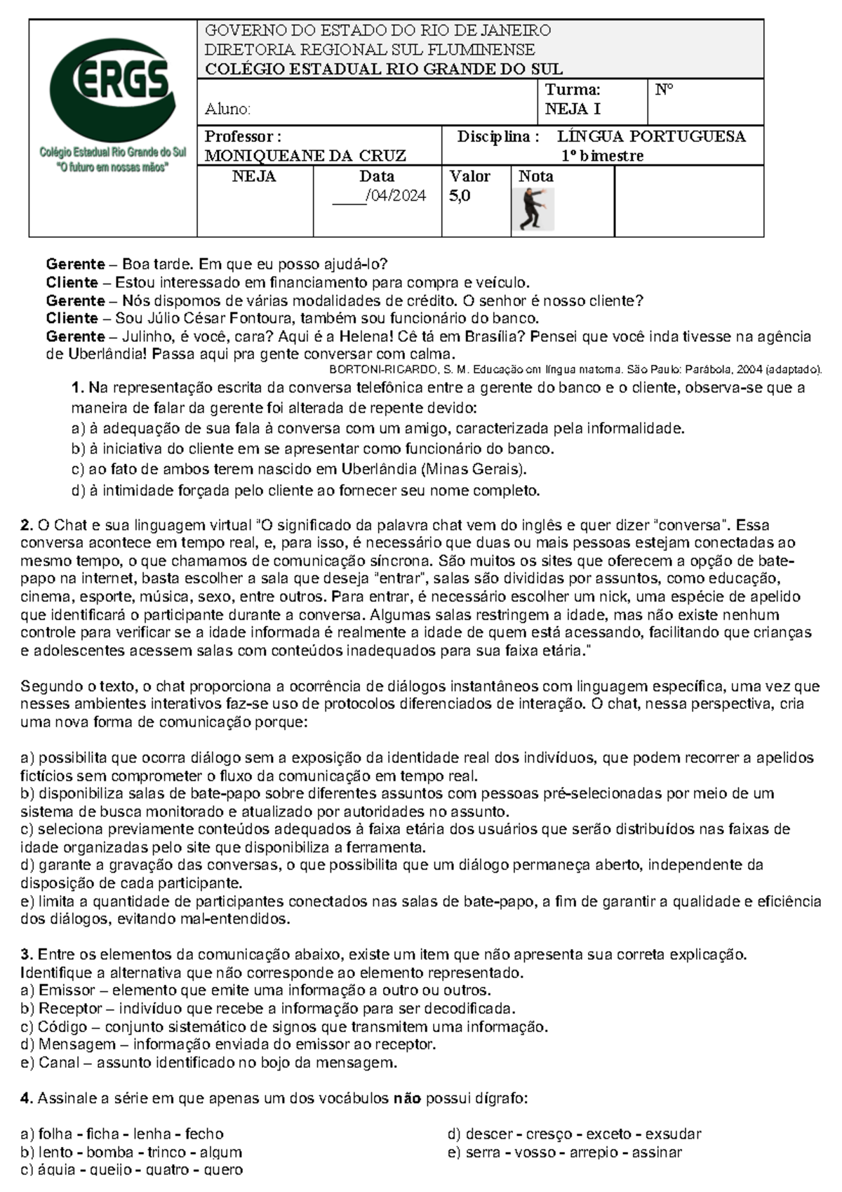 NEJA I 1 BIM 2024 - prova eja - GOVERNO DO ESTADO DO RIO DE JANEIRO ...