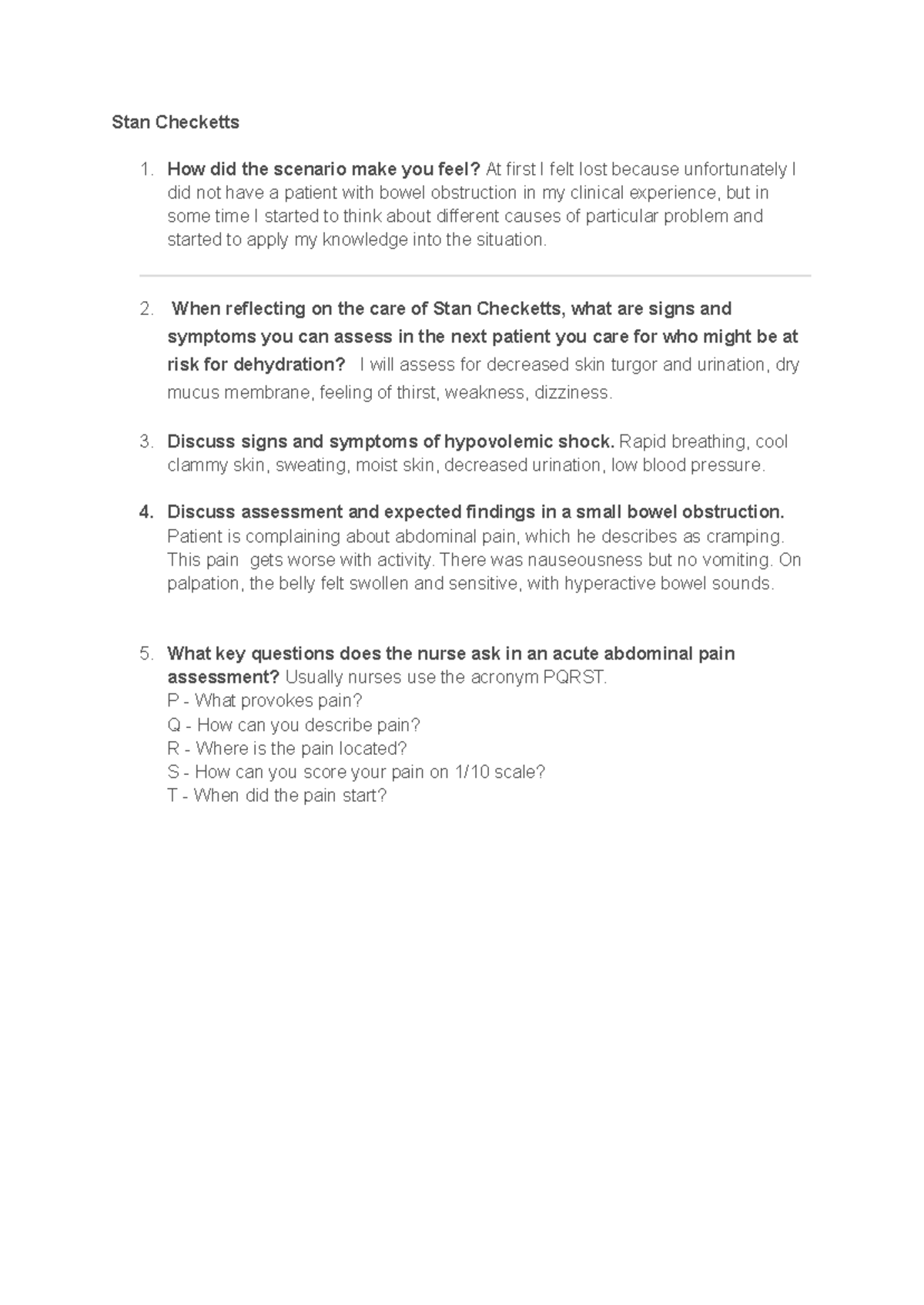 Stan Checketts scenario - Stan Checketts How did the scenario make you ...