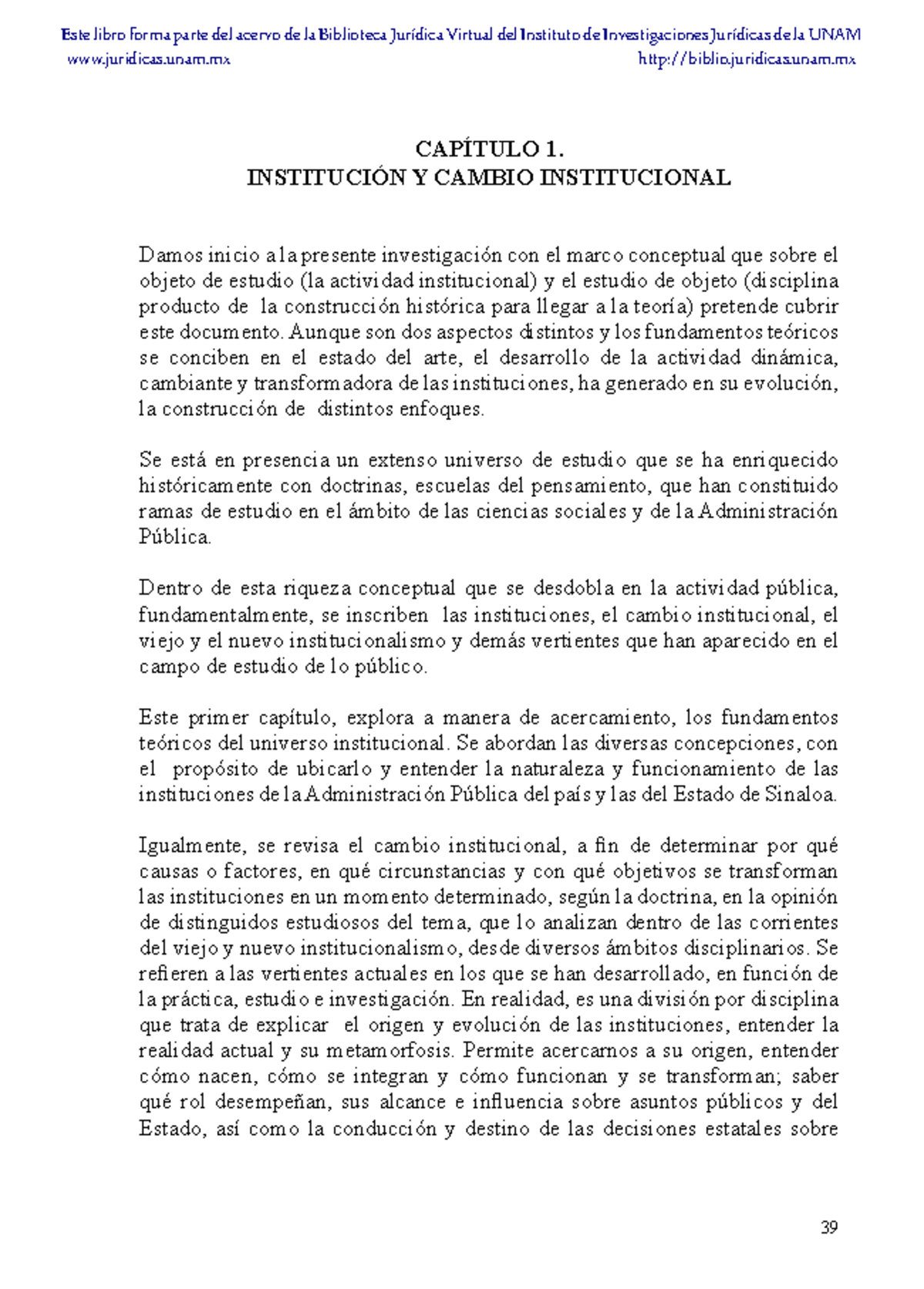 Institucion Y Cambio Institucional - CaPÍtulo 1. instituCión y Cambio ...