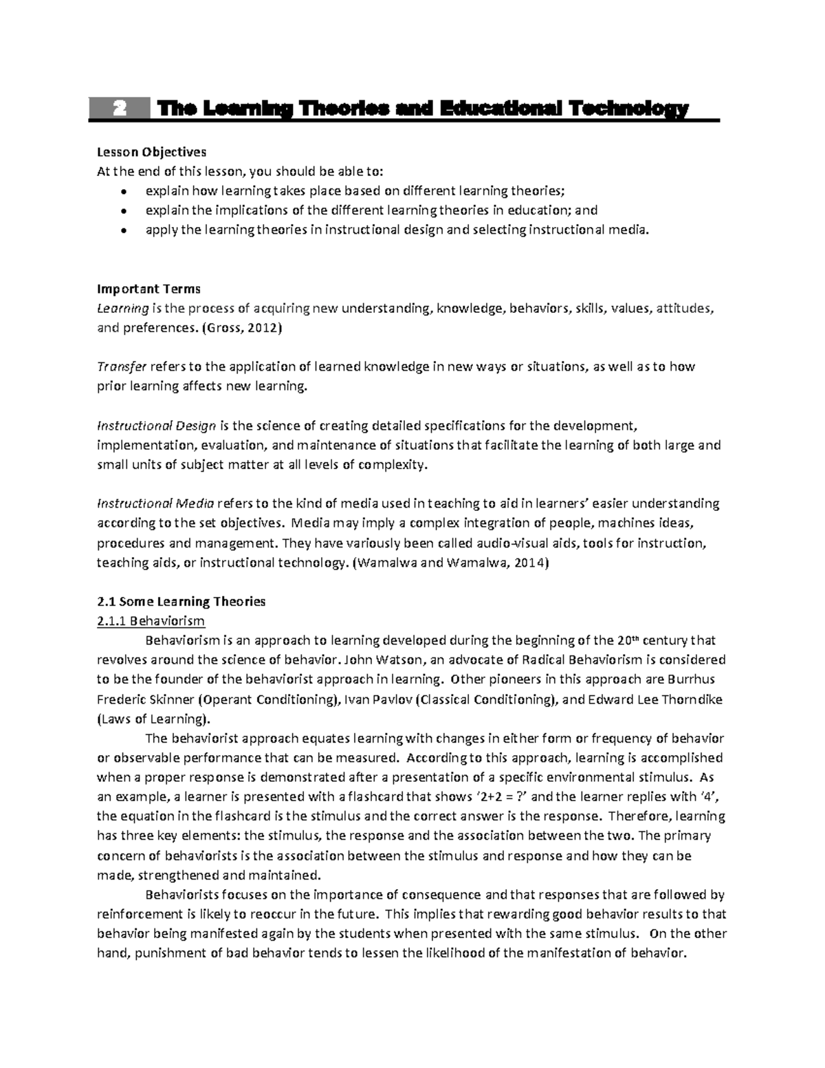 Learning Theories of Educational Technology - 2 The Learning Theories ...