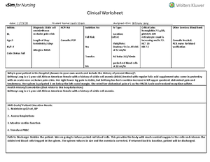 Clinical worksheet Charlie Snow vsim revised Kevin Strom - Date: 2020 ...