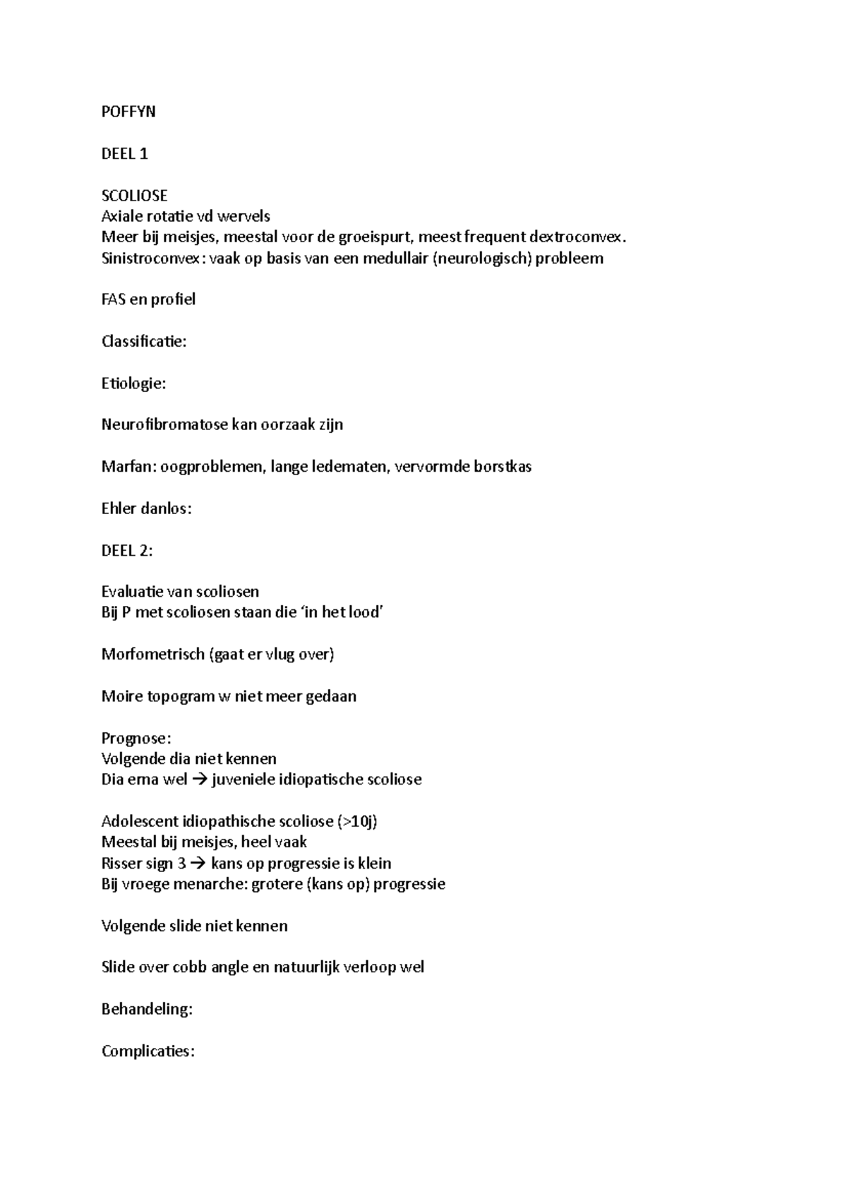 aantekeningen Poffyn thoracale wervelzuil - POFFYN DEEL 1 SCOLIOSE ...