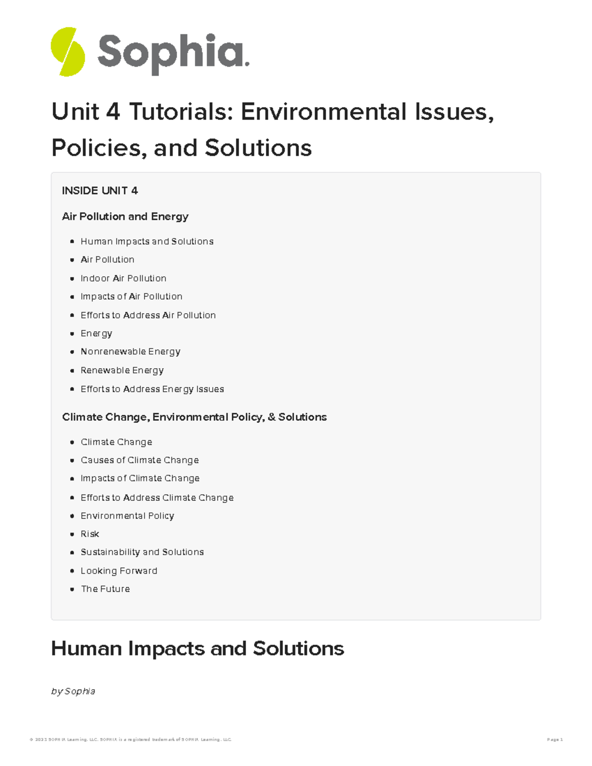 Unit 4 tutorials environmental issues policies and solutions - Unit 4 ...
